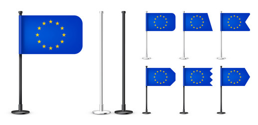 Realistic various european table flags on a black Vector Image