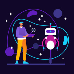 Remote robot control male character controls Vector Image