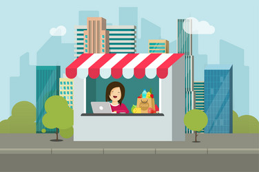 Female in jewelry store with consultant Royalty Free Vector