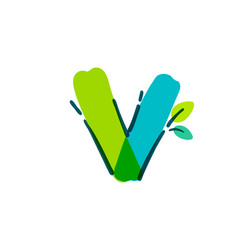 Green eco letter v logo Royalty Free Vector Image