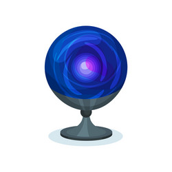 Big blue magic ball on gray stand crystal sphere Vector Image
