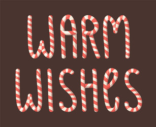 Cartoon christmas candy cane hand drawn font Vector Image