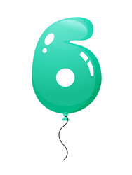 Golden balloon with number six filled air Vector Image