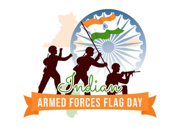 Indian armed forces flag day with india and army Vector Image