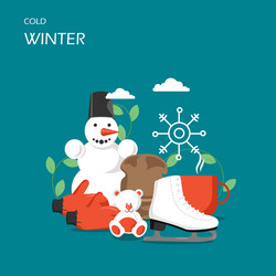 Cold winter flat style design Royalty Free Vector Image