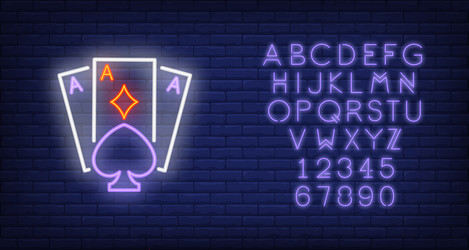 Ace cards neon sign Royalty Free Vector Image - VectorStock