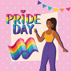Pride lettering with couples Royalty Free Vector Image