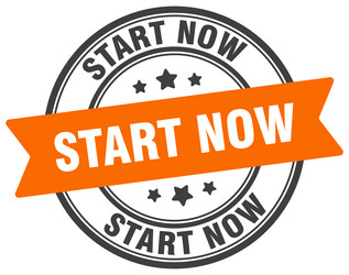 Start now stamp label on transparent Royalty Free Vector