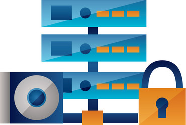 Database center commpact disk security Royalty Free Vector