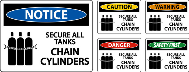 Warning sign secure all tanks chain cylinders Vector Image