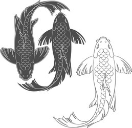 Black silhouette of carp with splashing water Vector Image