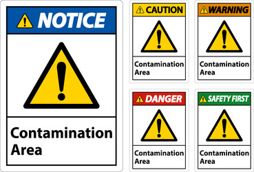 Contamination area warning sign on white Vector Image