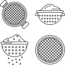 Various sieve icons set cartoon wooden Royalty Free Vector