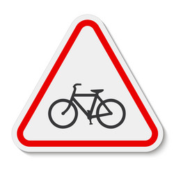 Bicycle traffic warning sign isolated on white Vector Image