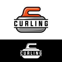 Curling sport badge template Royalty Free Vector Image