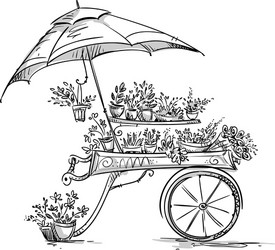 Flower stall florist cart Royalty Free Vector Image