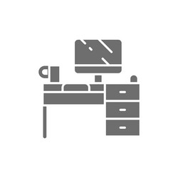 Office desk with computer black icon Royalty Free Vector