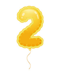 Beautiful balloon with number two filled with air Vector Image