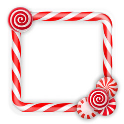 Frame christmas candy cane heart stick Royalty Free Vector