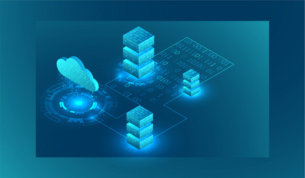 Isometric database network management big data Vector Image