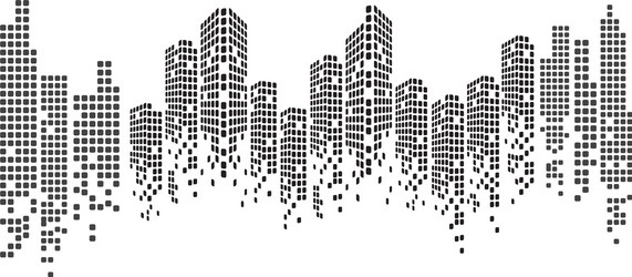 Modern city skyline silhouette in flat Royalty Free Vector Modern city skyline silhouette in flat Royalty Free Vector