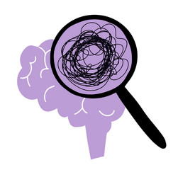 A head with brain loupe emotions Royalty Free Vector Image