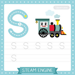 Letter s uppercase tracing practice worksheet Vector Image