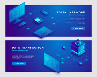 Cloud sistems and data processing concept banner Vector Image