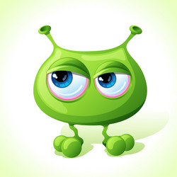 Cute green monster isolated on white background Vector Image