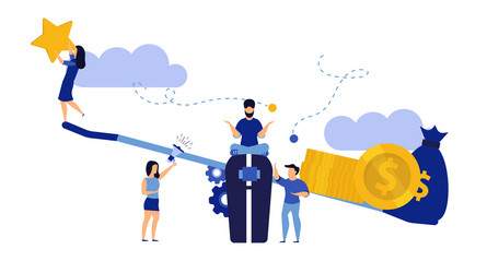 Success star with balance weight scale concept Vector Image