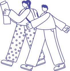 Teenager with map and backpack boy walking Vector Image