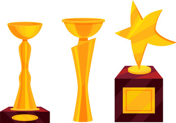 Golden awards and trophy different shapes Vector Image