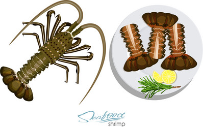 Silhouette spiny lobster linear spiny Royalty Free Vector