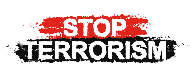 Terror warning red rectangle unclean stamp Vector Image