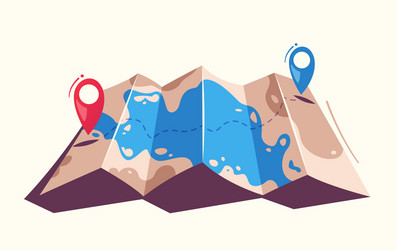Travel concept router in a map cartoon Royalty Free Vector
