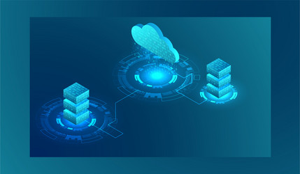 Isometric big data flow processing concept cloud Vector Image