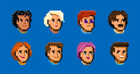 People icons set avatar profile diverse faces Vector Image