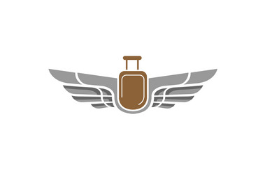 Bag travel airplane creative air design logo Vector Image