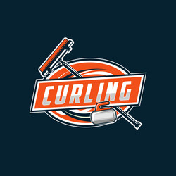 Curling sport badge template Royalty Free Vector Image