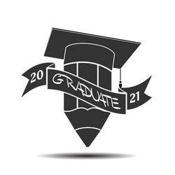Graduate and class 2021 with a graduation cap Vector Image