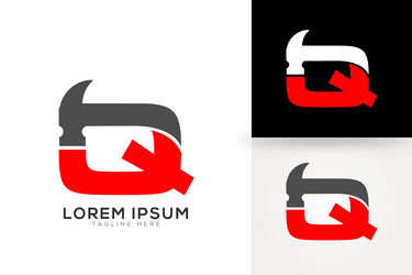 O letter hammer tool logo design construction Vector Image