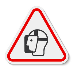 Warning sign face shield apron and rubber gloves Vector Image