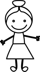 Happy girl icon stick figure Royalty Free Vector Image