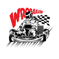 Go kart racing in retro design Royalty Free Vector Image