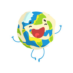 Happy earth planet character winking cute globe Vector Image