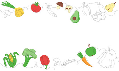 Simple outline frame with fruits vegetables Vector Image