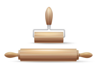 Dough and rolling pin bakery cooking kitchenware Vector Image