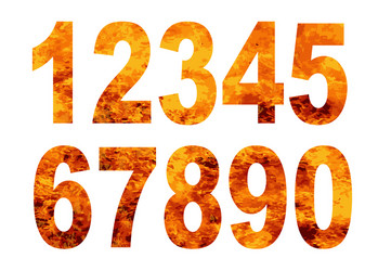 Flaming numbers set Royalty Free Vector Image - VectorStock