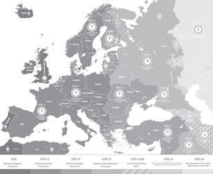 Europe time zones map all layers detachable Vector Image