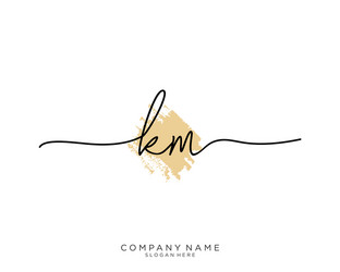 Initial km signature logo template hand drawn Vector Image